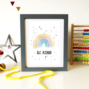 Be Kind Wall Art Rainbow Wall Art Be Kind Nursery Wall Art Muted ...