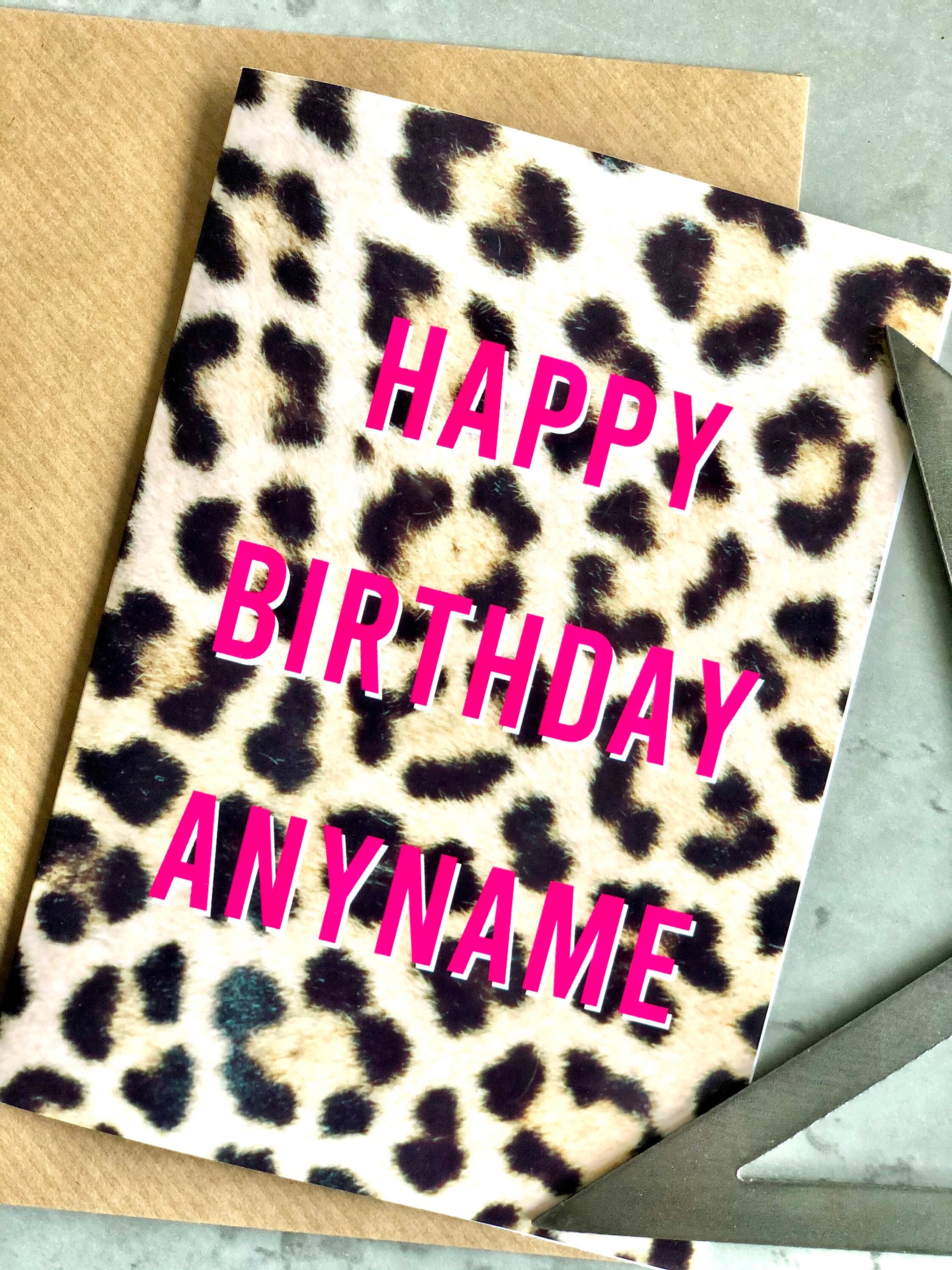 Leopard Print Birthday Card Customisabe Birthday Card Custom | Etsy UK