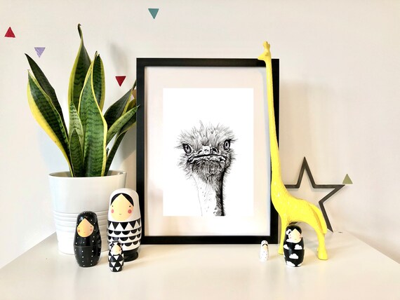 Ostrich Print Ostrich Wall Art Ostrich Illustration Ostrich - Etsy UK