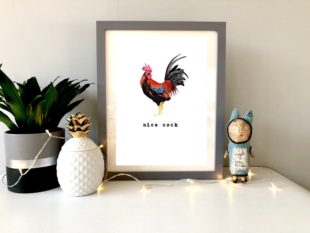 Funny Cockerel Print | Cheeky Bird Watercolor Illustration - Etsy