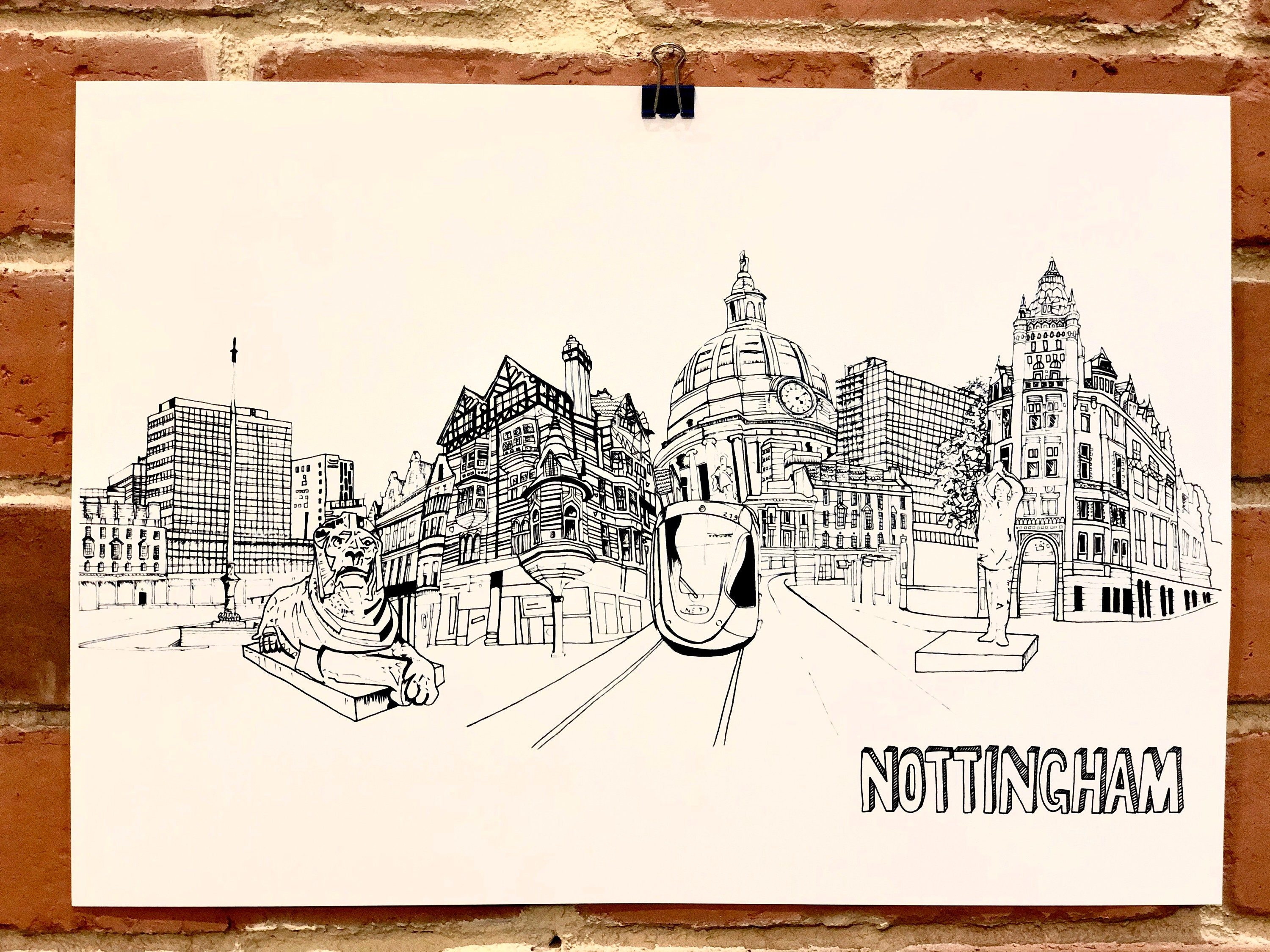 Nottingham City Illustration Nottingham Wall Art Nottingham | Etsy UK