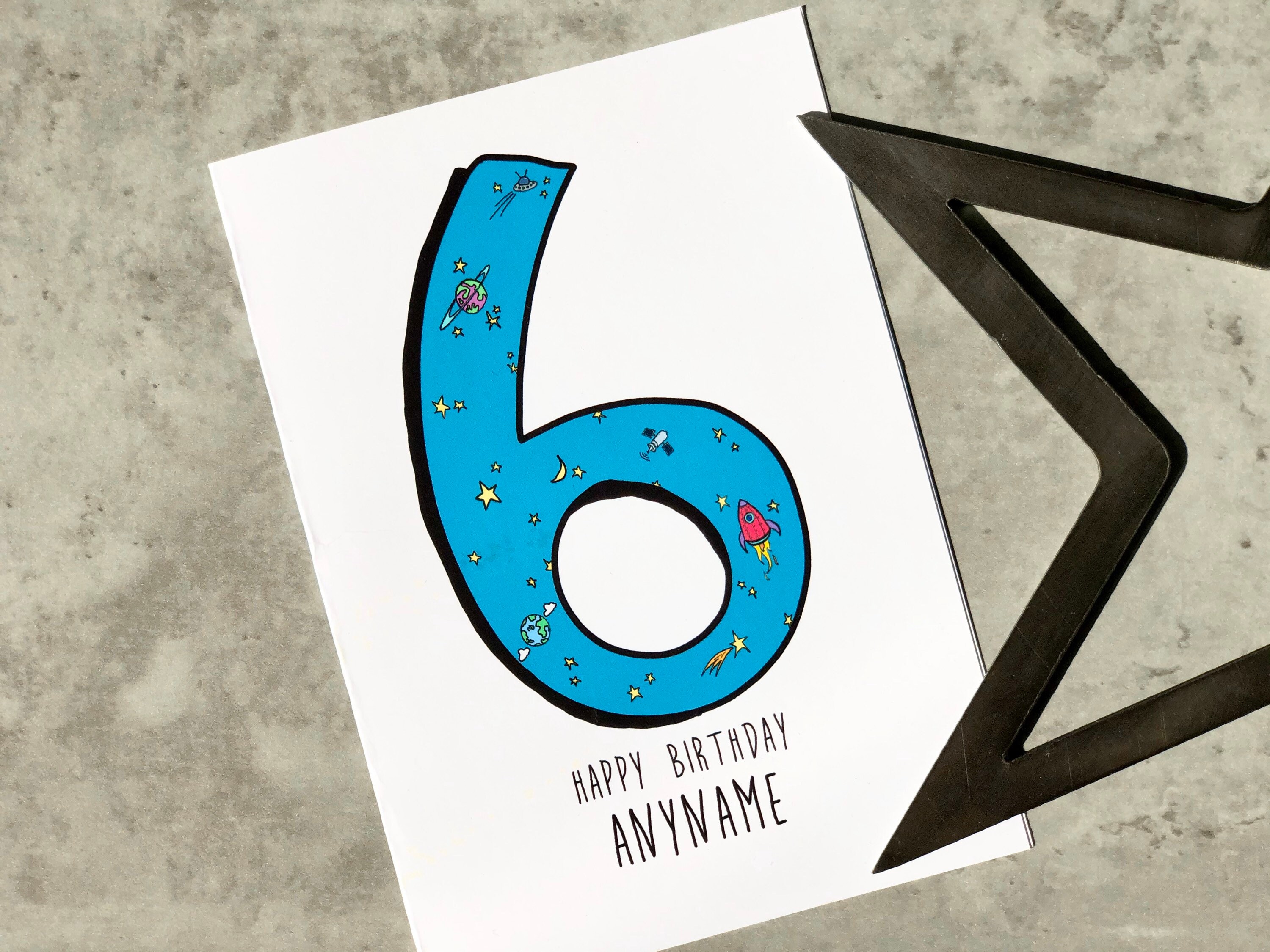 6th Birthday Card Personalised With Name Space Theme Card - Etsy UK