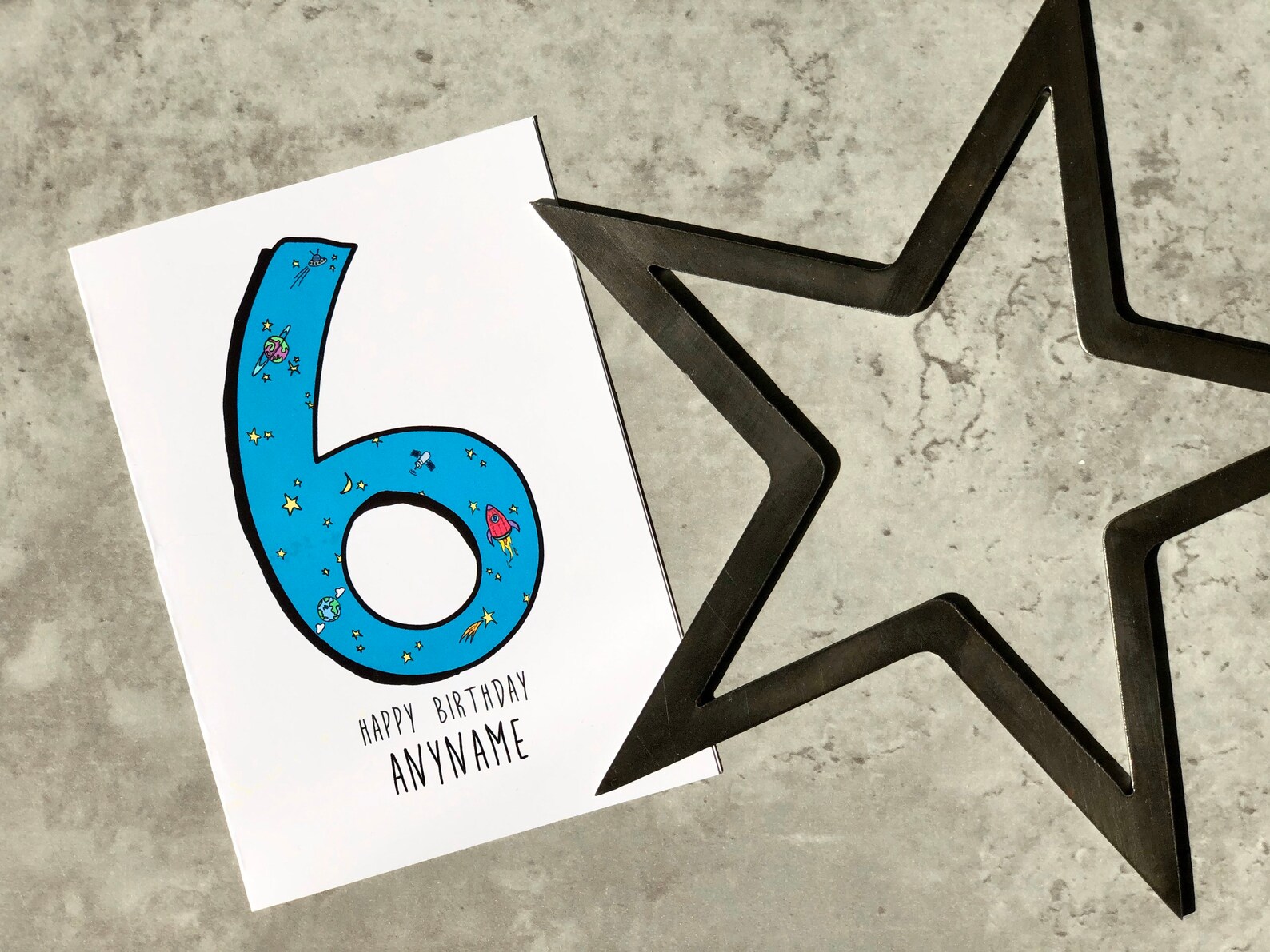 6th Birthday Card Personalised With Name Space Theme Card - Etsy UK