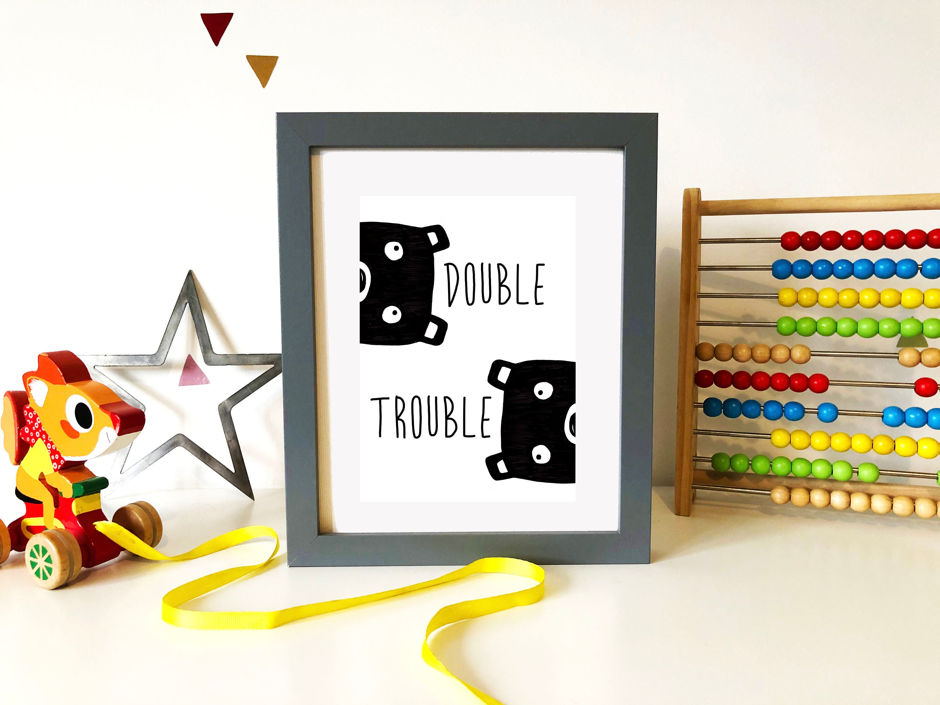Double Trouble Print Double Trouble Wall Art Twins room Print | Etsy