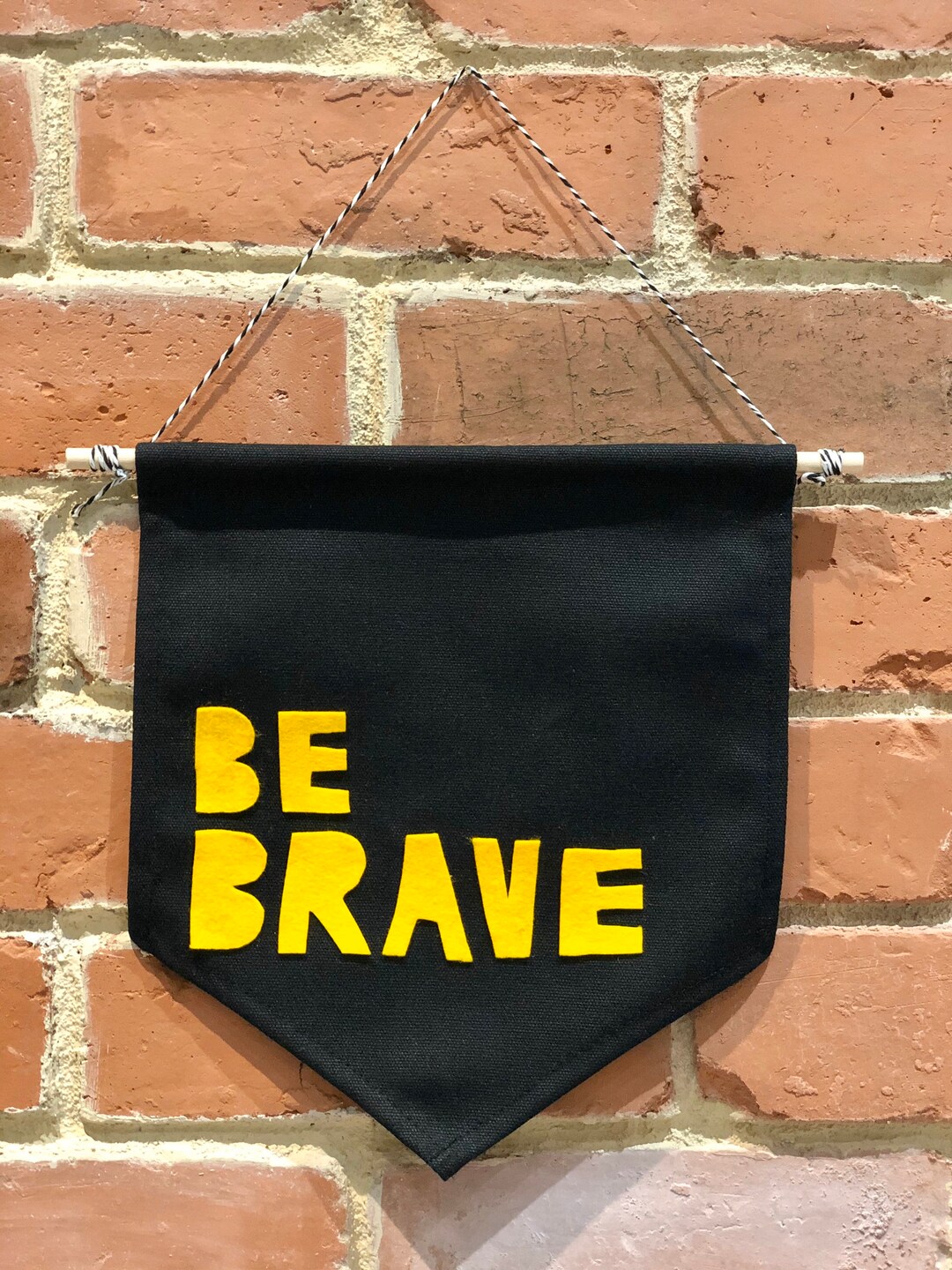 Be Brave Kids Wall Flag Kids Wall Banner Be Brave Black and Yellow ...