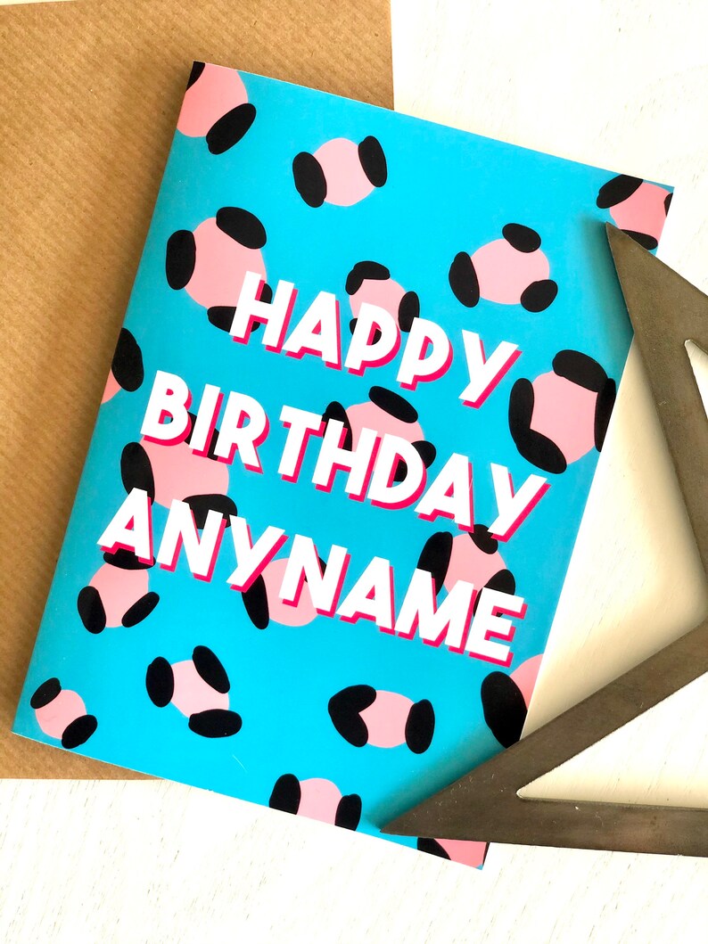 Leopard Print Birthday Card Customisabe Birthday Card Custom | Etsy