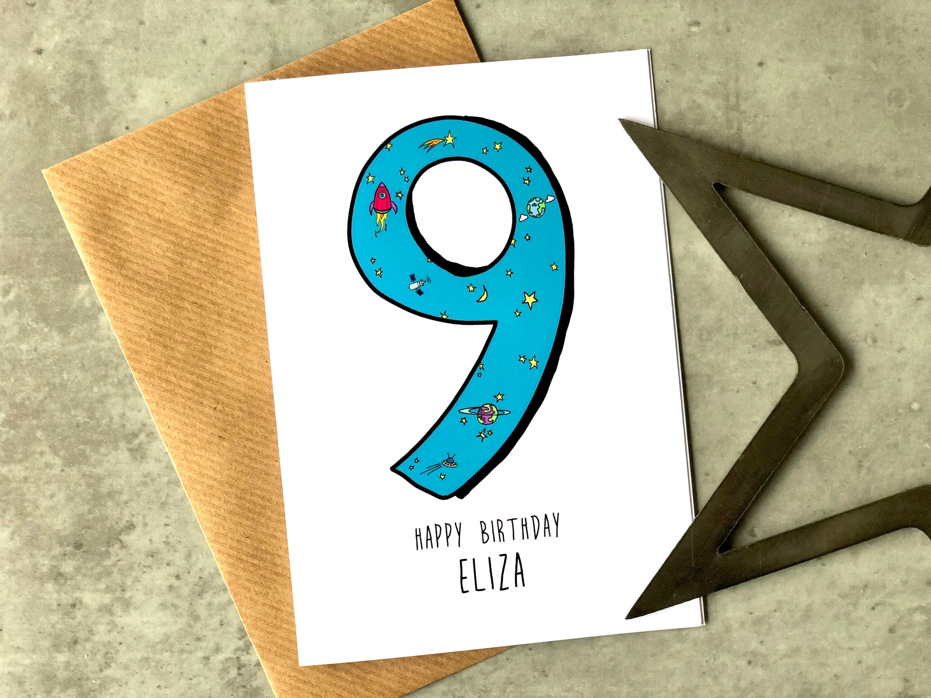 9th Birthday Card Personalised With Name Space Theme Card | Etsy UK