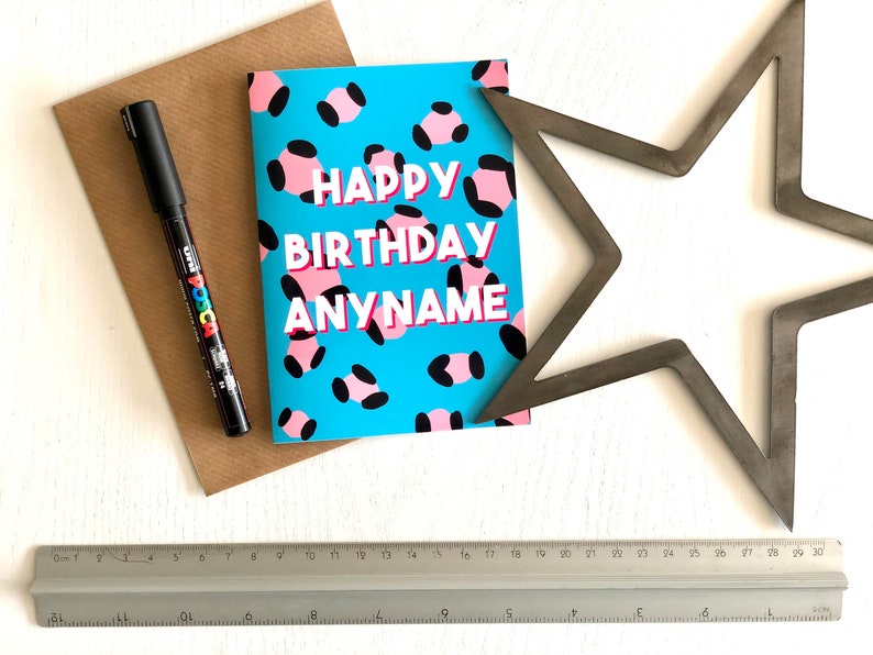 Leopard Print Birthday Card Customisabe Birthday Card Custom | Etsy