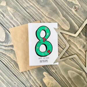 8th Birthday Card Personalised With Name Football Card Football ...