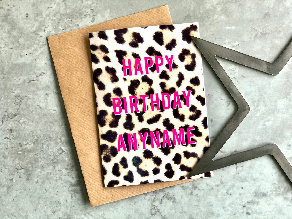 Leopard Print Birthday Card Customisabe Birthday Card Custom | Etsy UK