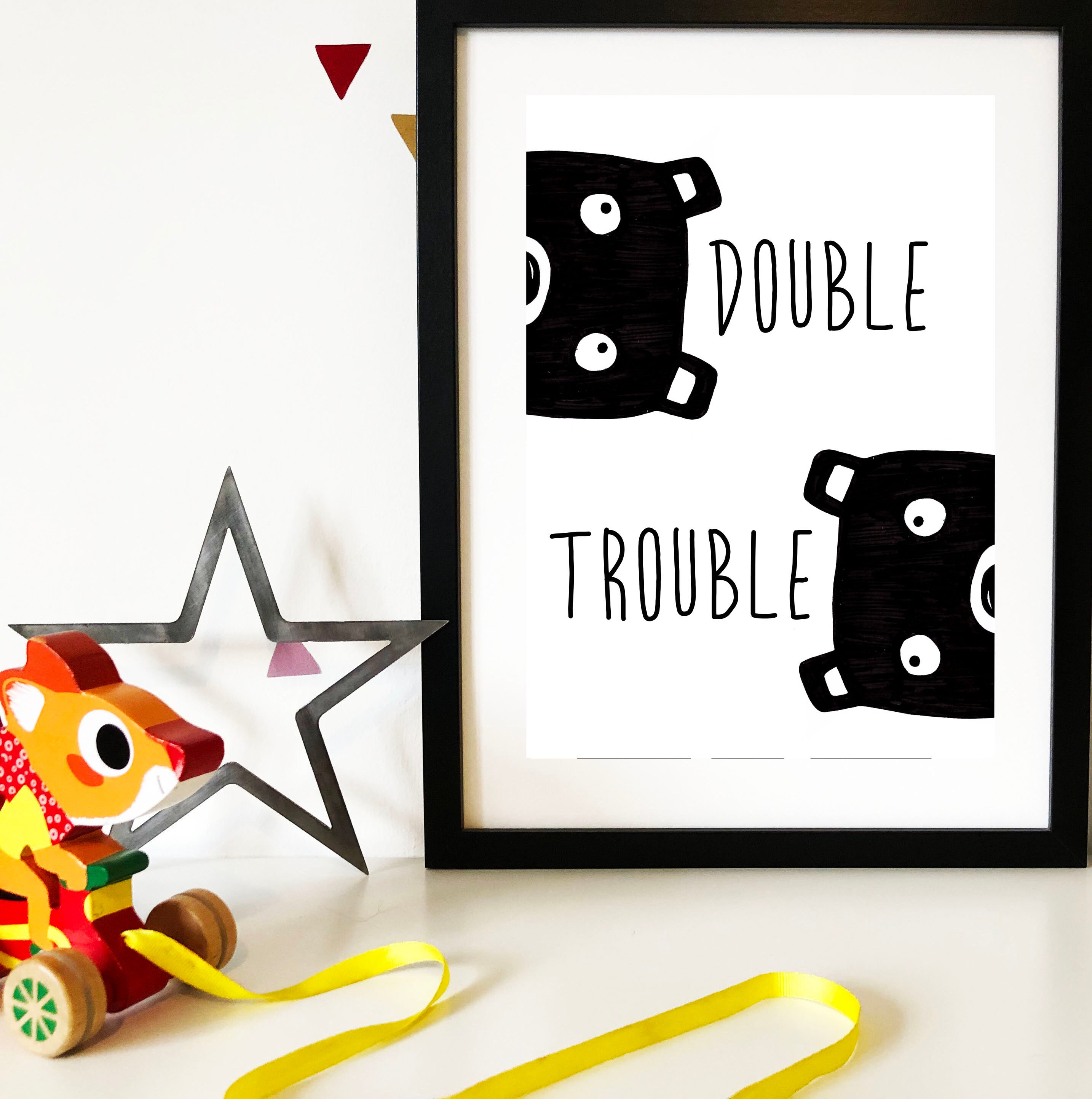 Double Trouble Print Double Trouble Wall Art Twins room Print | Etsy