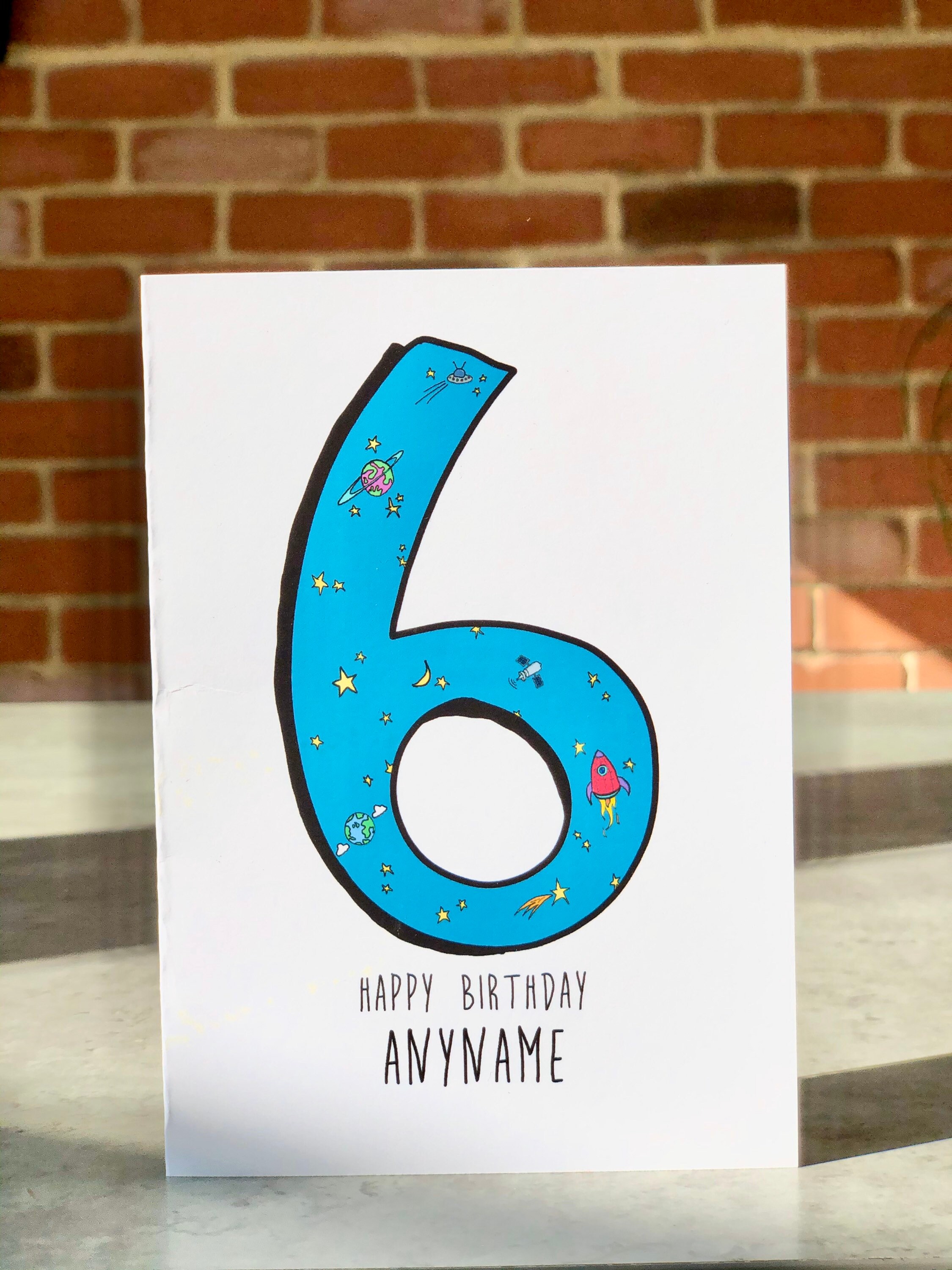 6th Birthday Card Personalised With Name Space Theme Card - Etsy UK