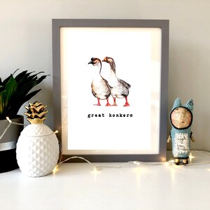 Great Honkers Print Illustrated Bird Print Funny Print Funny Wall Art ...