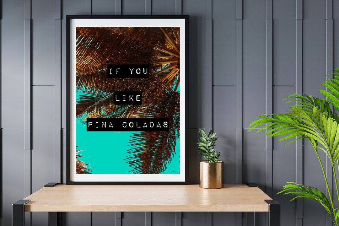 Pina Colada Tropical Palm Leaf Print: Label Maker Style - Etsy