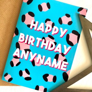 Leopard Print Birthday Card Customisabe Birthday Card Custom Birthday ...