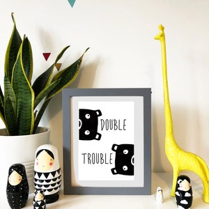 Double Trouble Print Double Trouble Wall Art Twins room Print | Etsy