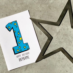 1st Birthday Card Personalised With Name Space Theme Card Stars ...