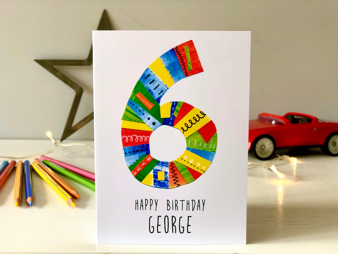 Personalised Sixth Birthday Card Custom 6th Birthday Card for Boy Card ...