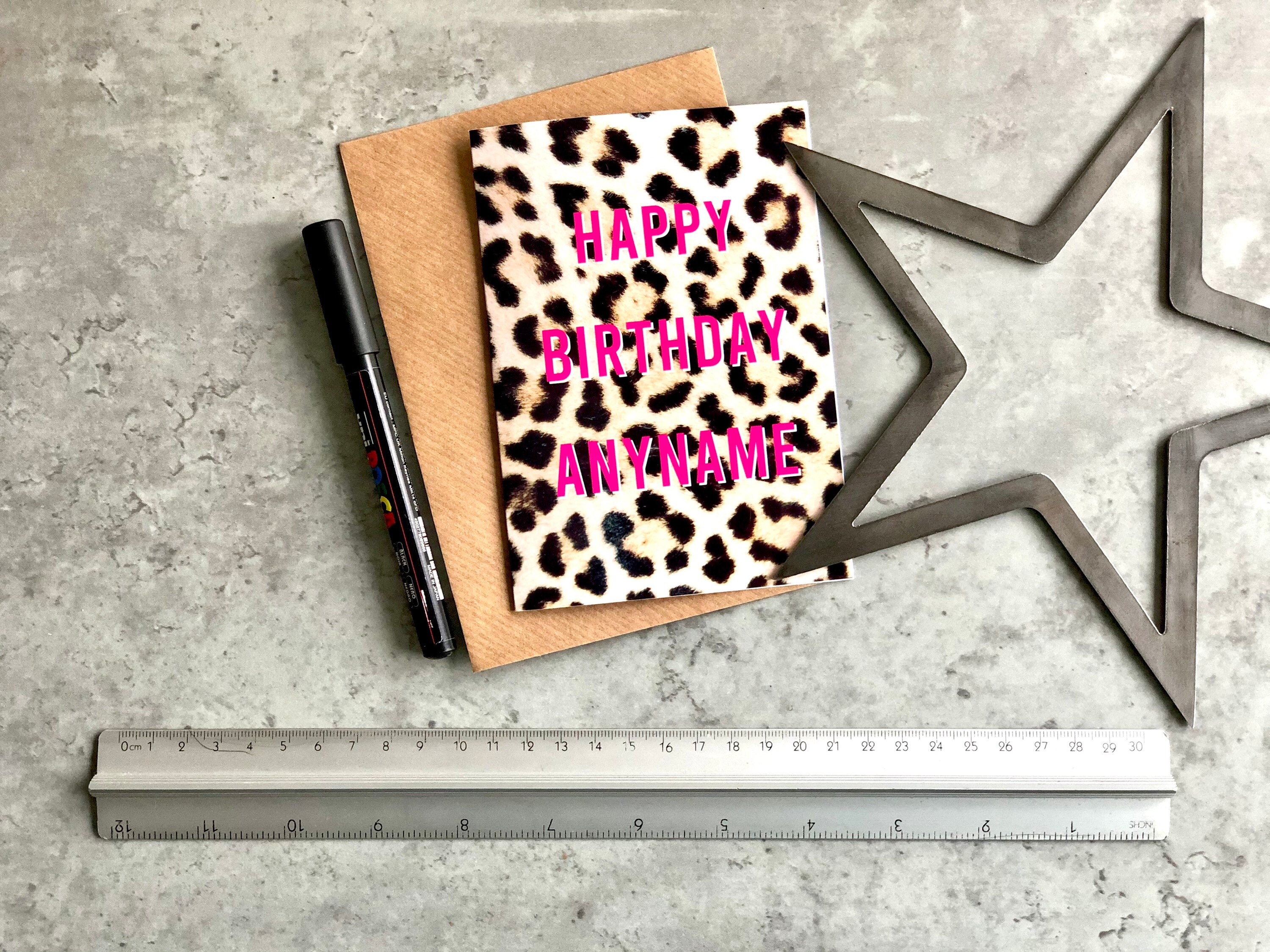 Leopard Print Birthday Card Customisabe Birthday Card Custom | Etsy UK