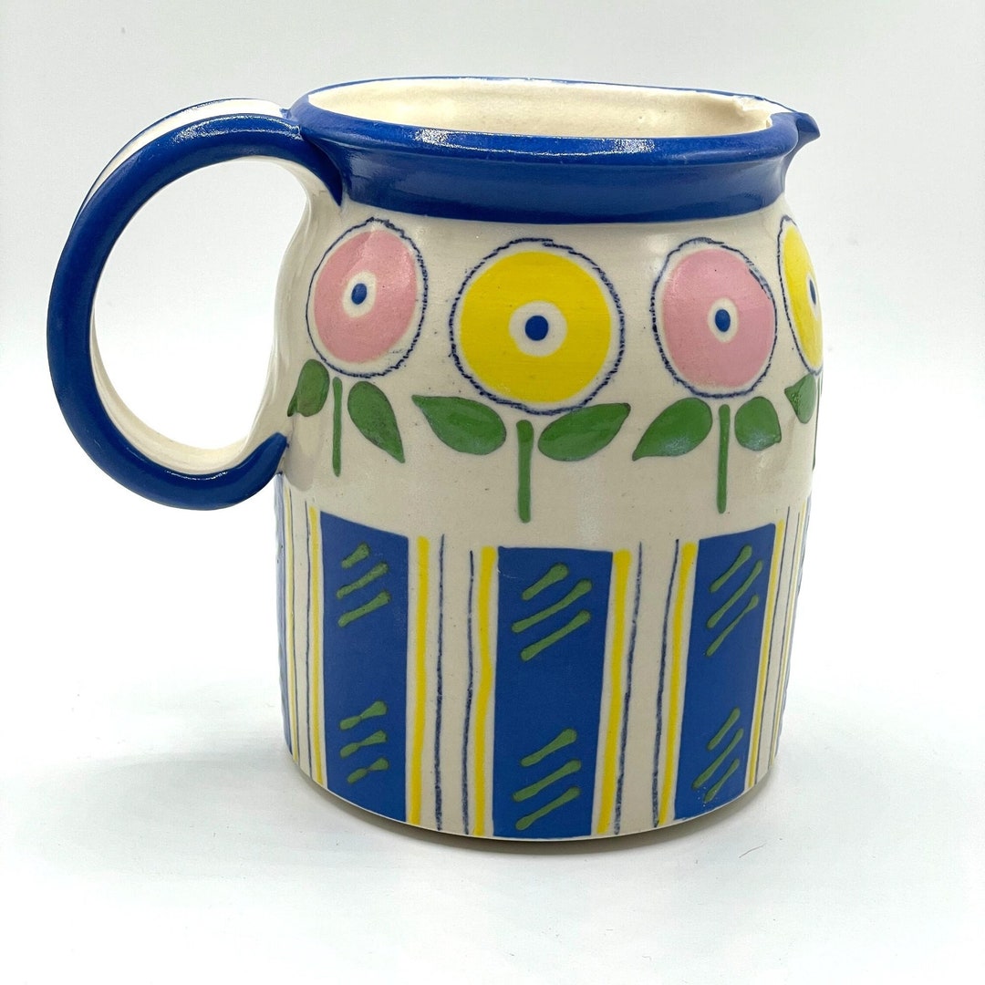 Elisa Keitzer 1987 Vintage Studio Pottery Floral Ceramic Hand Painted ...