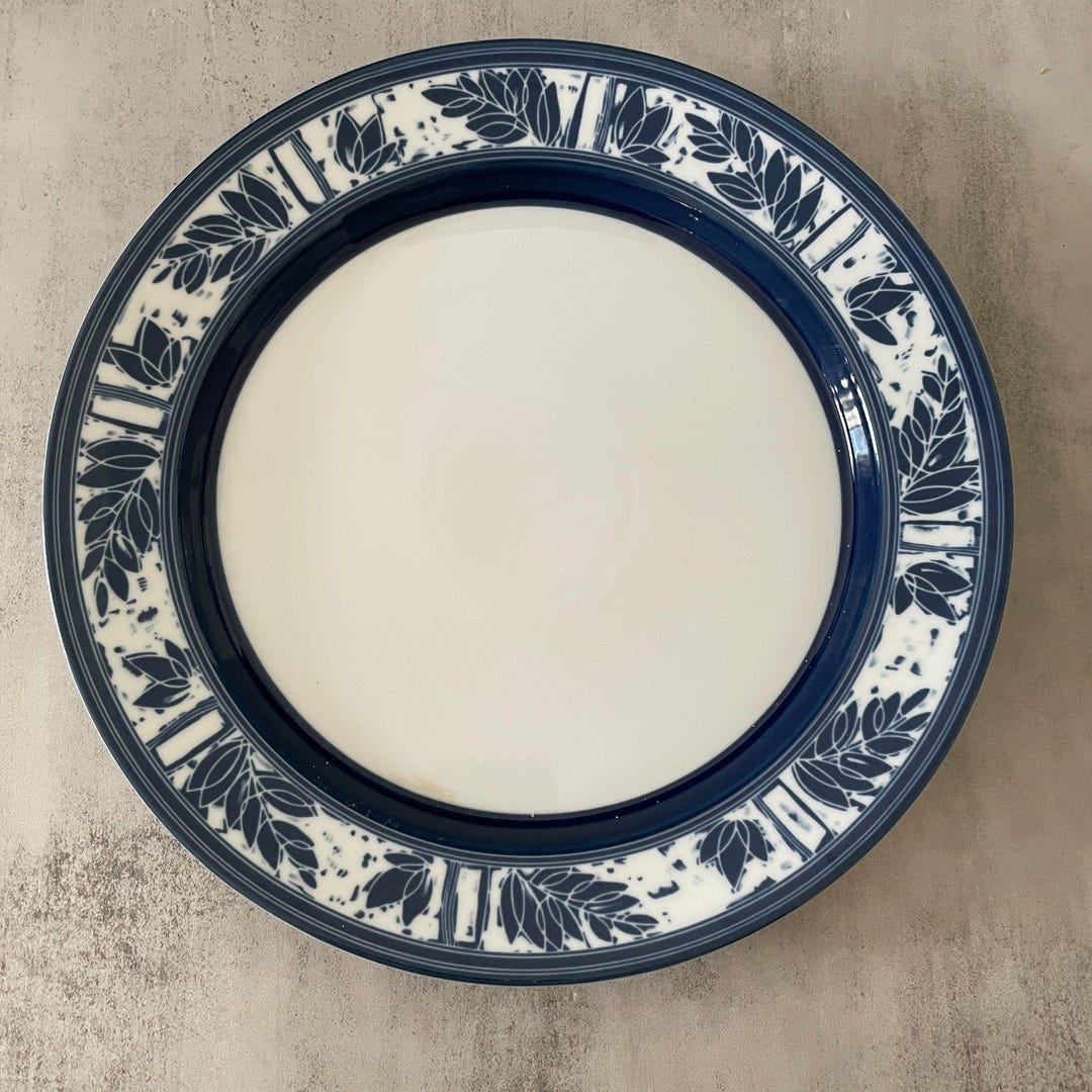 Dansk Vintage Ceylon 13 Round Chop Plate Platter Ceramic White Blue ...