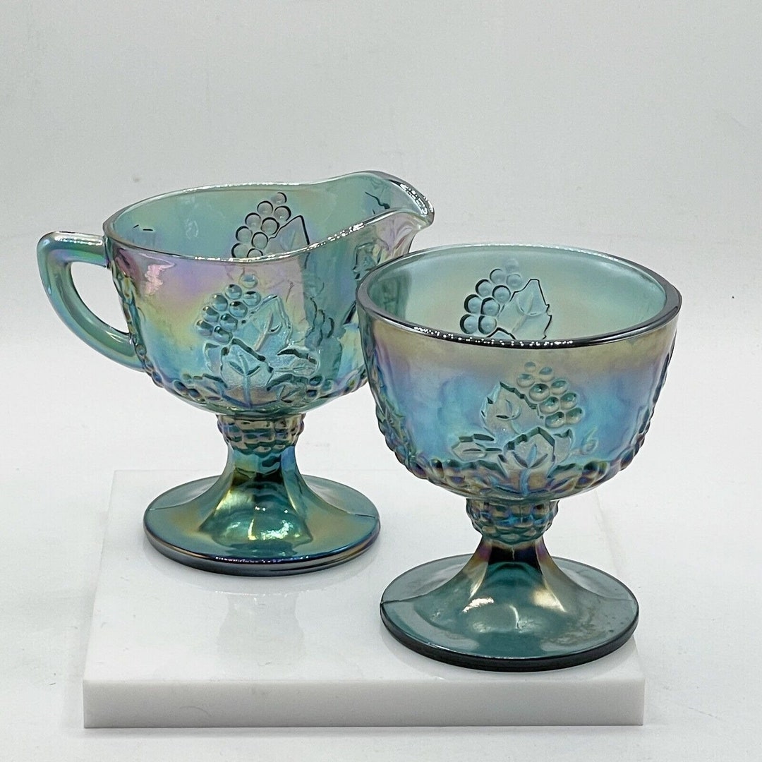 Vintage Imperial Carnival Glass Iridescent Purple Grapes - Etsy