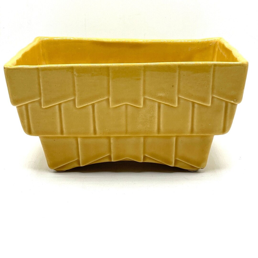 Cookson Pottery Vintage Yellow Chartreuse Rectangular Footed Planter ...