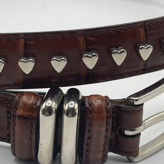 Talbots Vintage Croc Embossed Silver Heart Studded Wa… - Gem