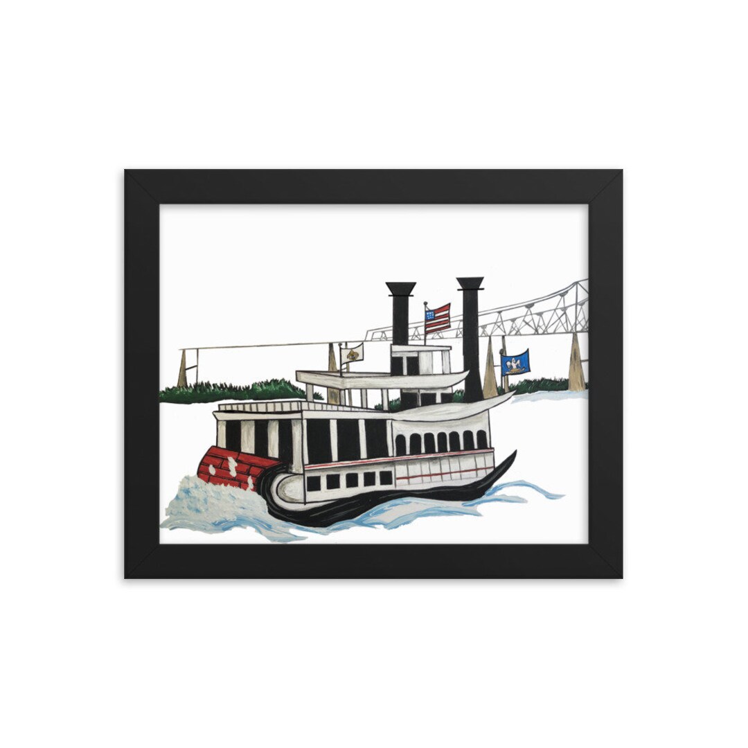 New Orleans River Boat Framed Poster: Hand-drawn Steamboat Art - Etsy