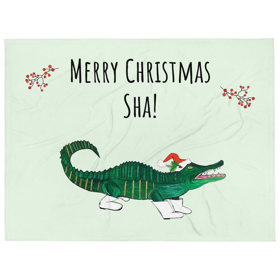 New Orleans, Louisiana Cajun Christmas Alligator Throw Blanket, Great ...