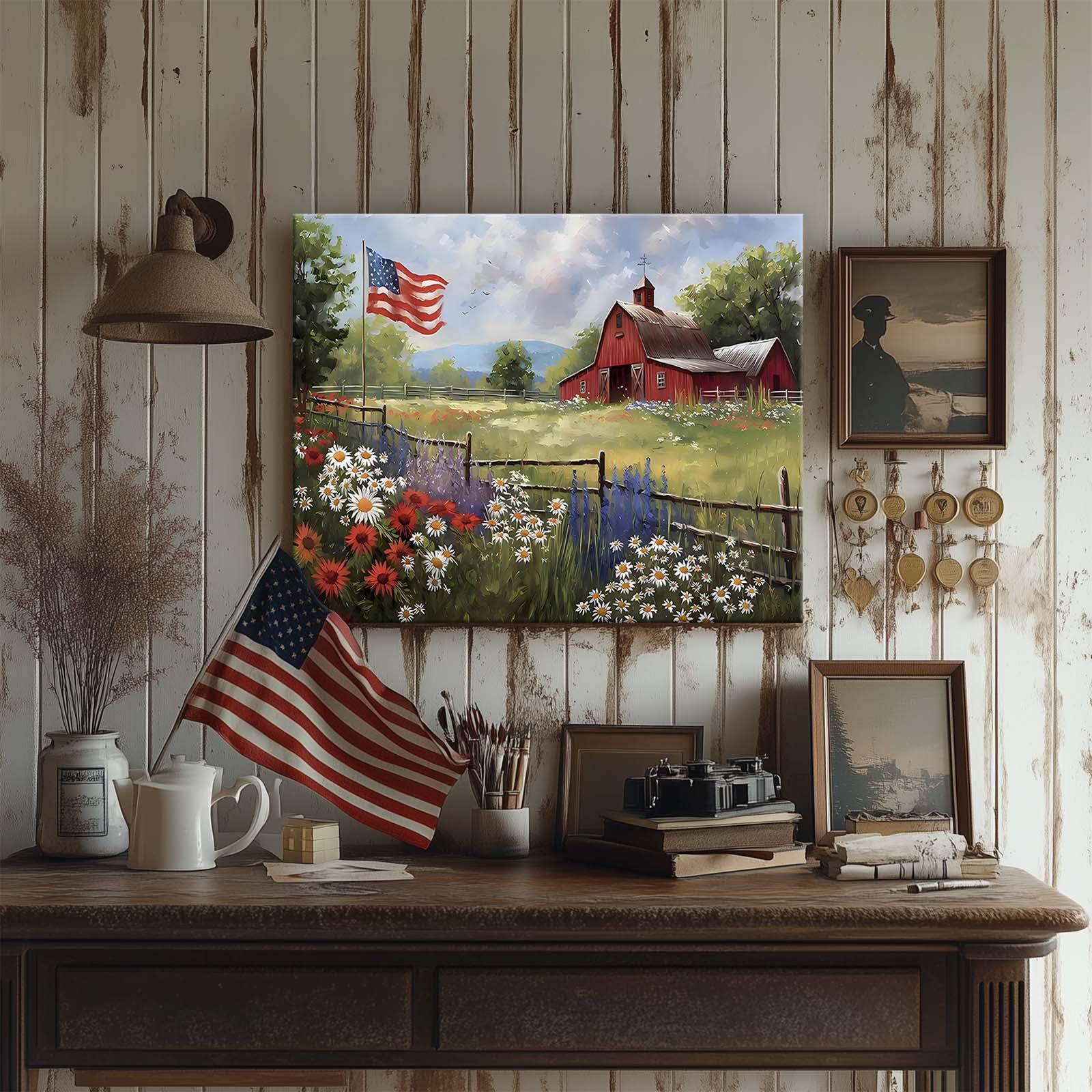 Rustic Barn American Flag Canvas Print: Patriotic Farmhouse Wall Art - Etsy