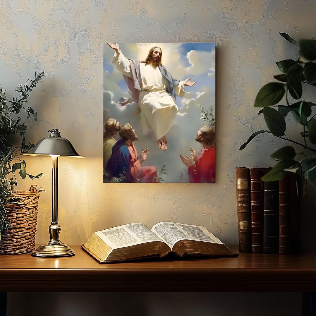 Jesus Christ Rising Into Heaven Print Ascension Day Canvas Wall Art ...