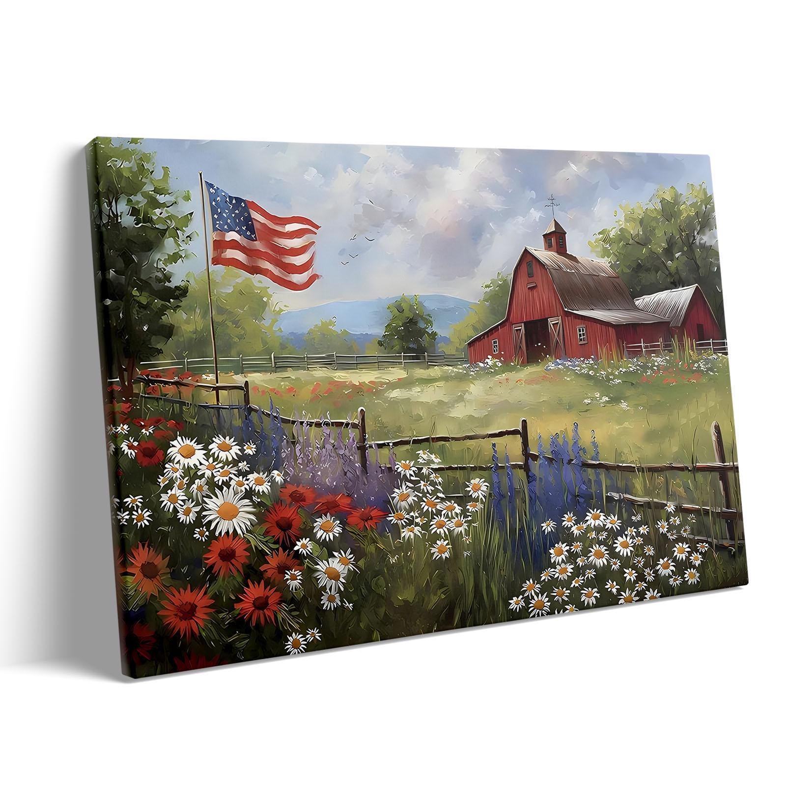 Rustic Barn American Flag Canvas Print: Patriotic Farmhouse Wall Art - Etsy