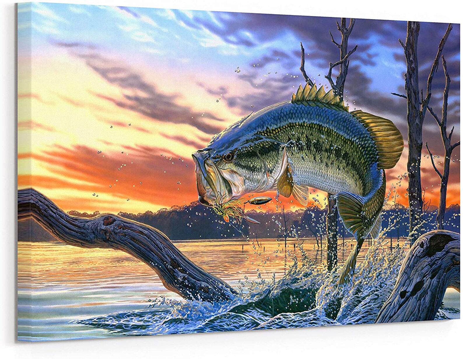 Large Mouth Bass Fish Canvas Wall Decor Painting for Living | Etsy