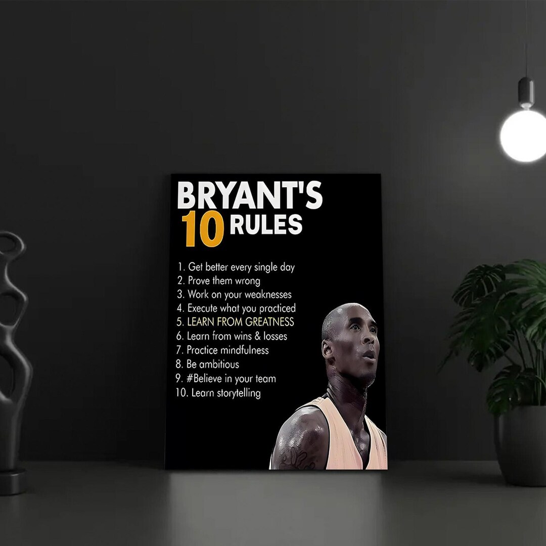Kobe Bryant '10 Rules' Canvas Art Print: Motivational Quote Decor - Etsy