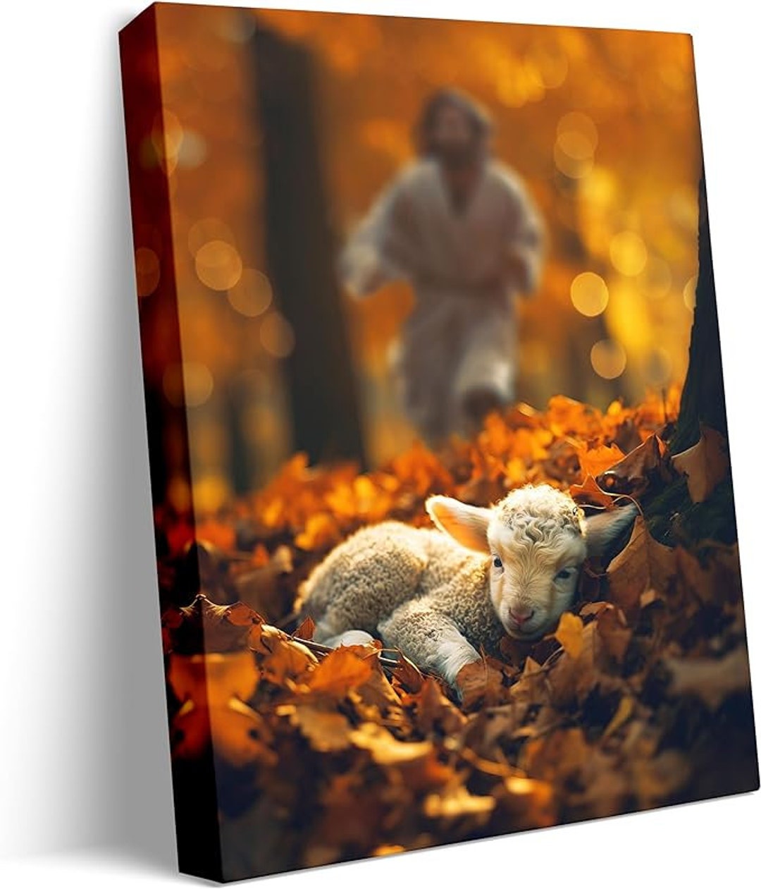 Lost Lamb in Autumn Forest Christian Decor Canvas Wall Art Jesus ...