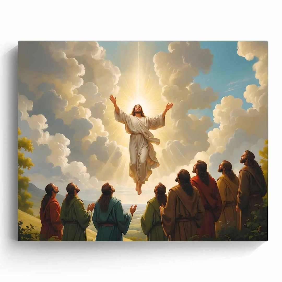 Impression Jésus s'élevant au ciel avec ses disciples, oeuvre d'art murale sur toile le jour de ...
