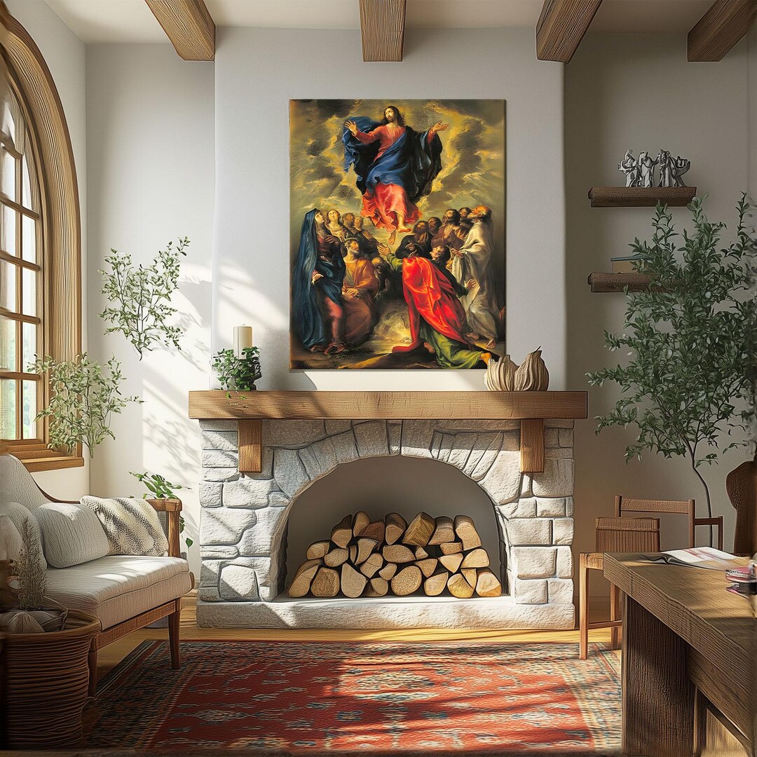 Jesus Rising to Heaven Classical Oil Painting, Ascension Day Canvas ...