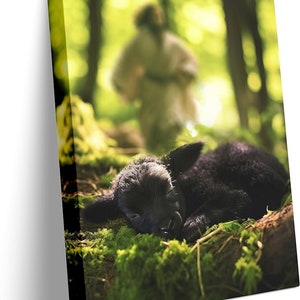 Jesus Rescues Lamb Canvas Print: Christian Home Decor Wall Art - Etsy