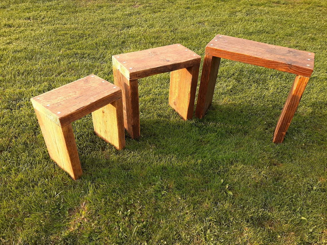 Rustic Nest of Benches/tables - Etsy