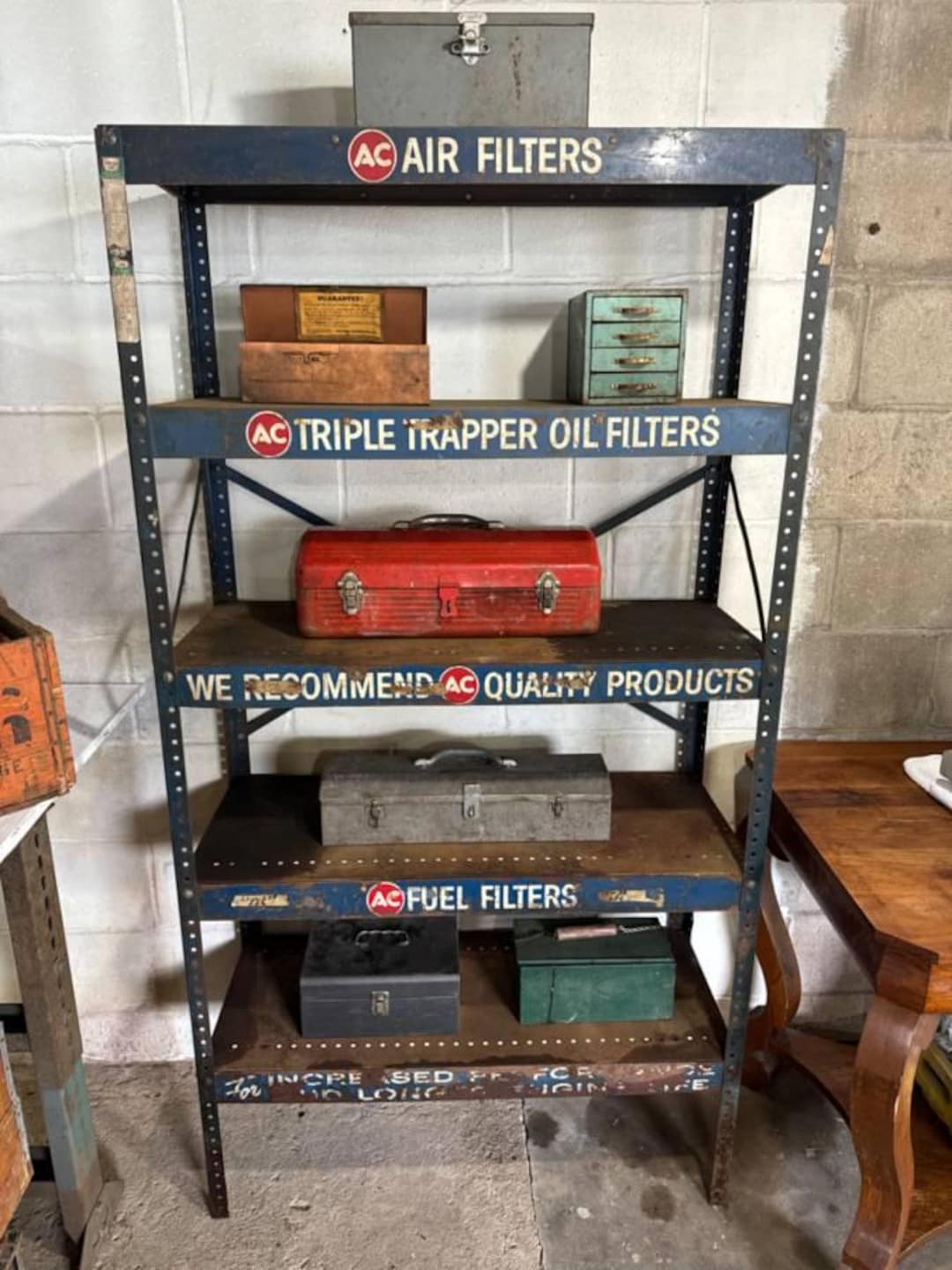 Vintage AC Metal Store Display, Mechanics Shelf *PATINA* - Etsy