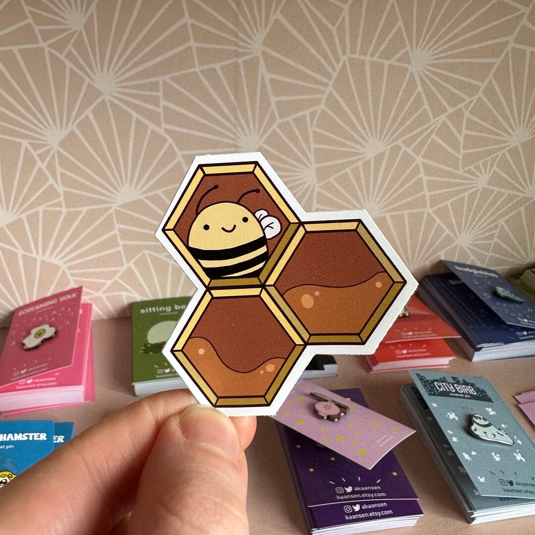 Bee in a Honeycomb Cute, Kawaii Sticker - Etsy