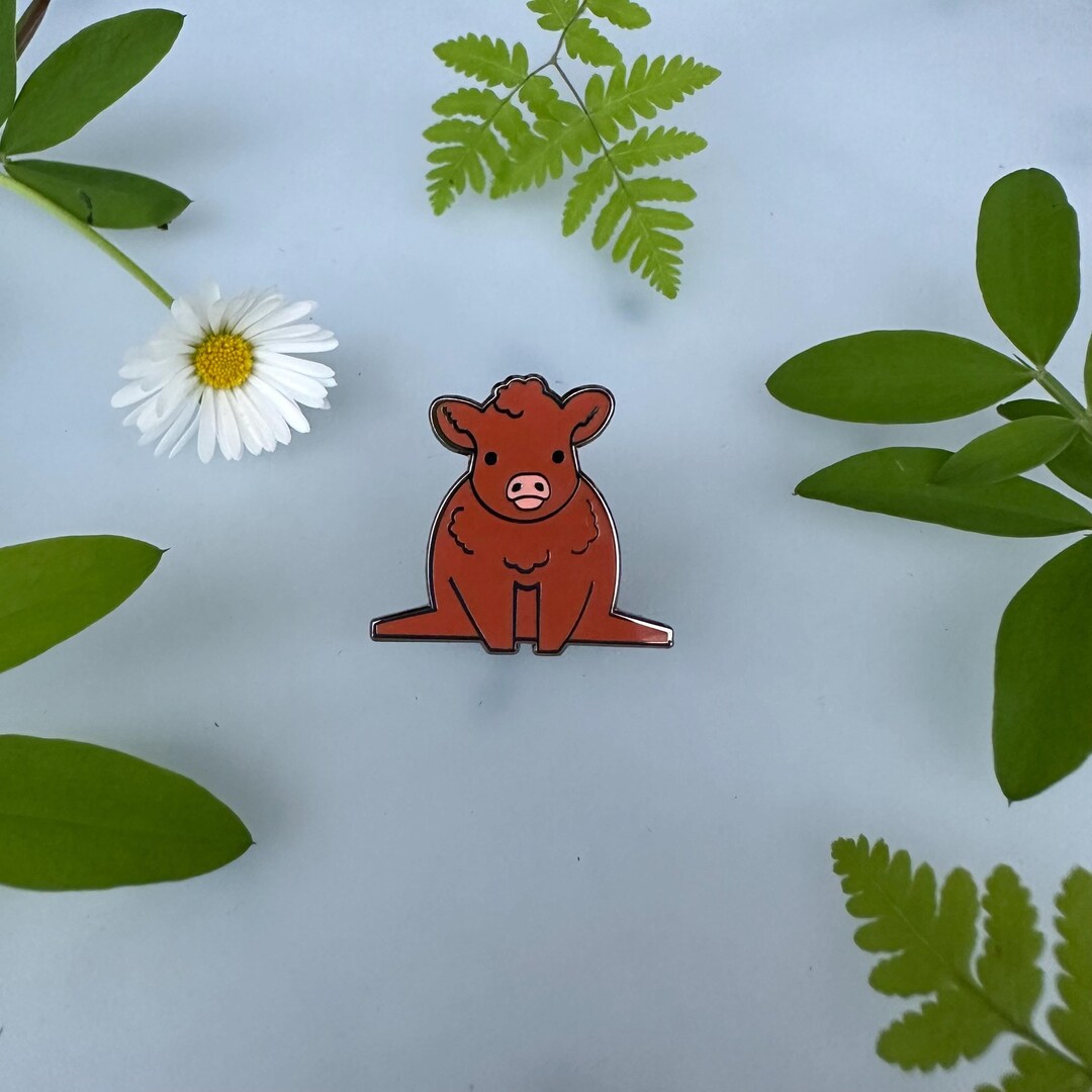 Sitting Calf - Cow Hard Enamel Pin - Etsy