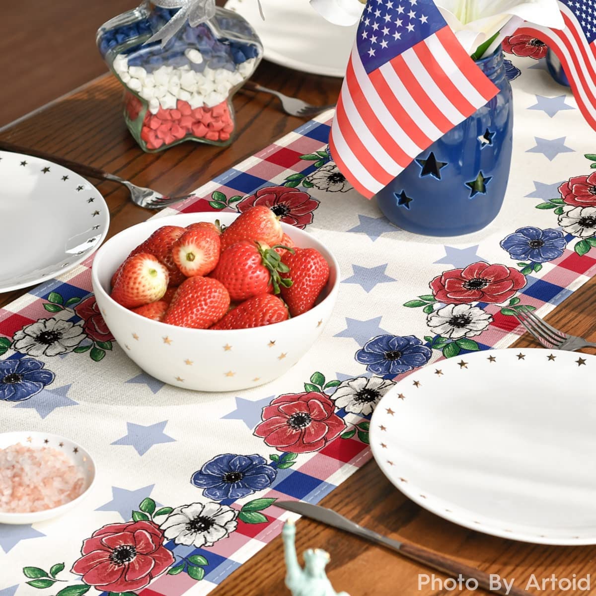 4th of July Patriotic Memorial Day Table Runner Independence Day ...