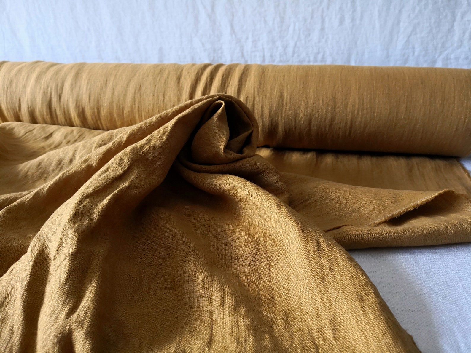 Amber Gold Pure 100% Linen Fabric 205 Gsm. 145 Cm | Etsy