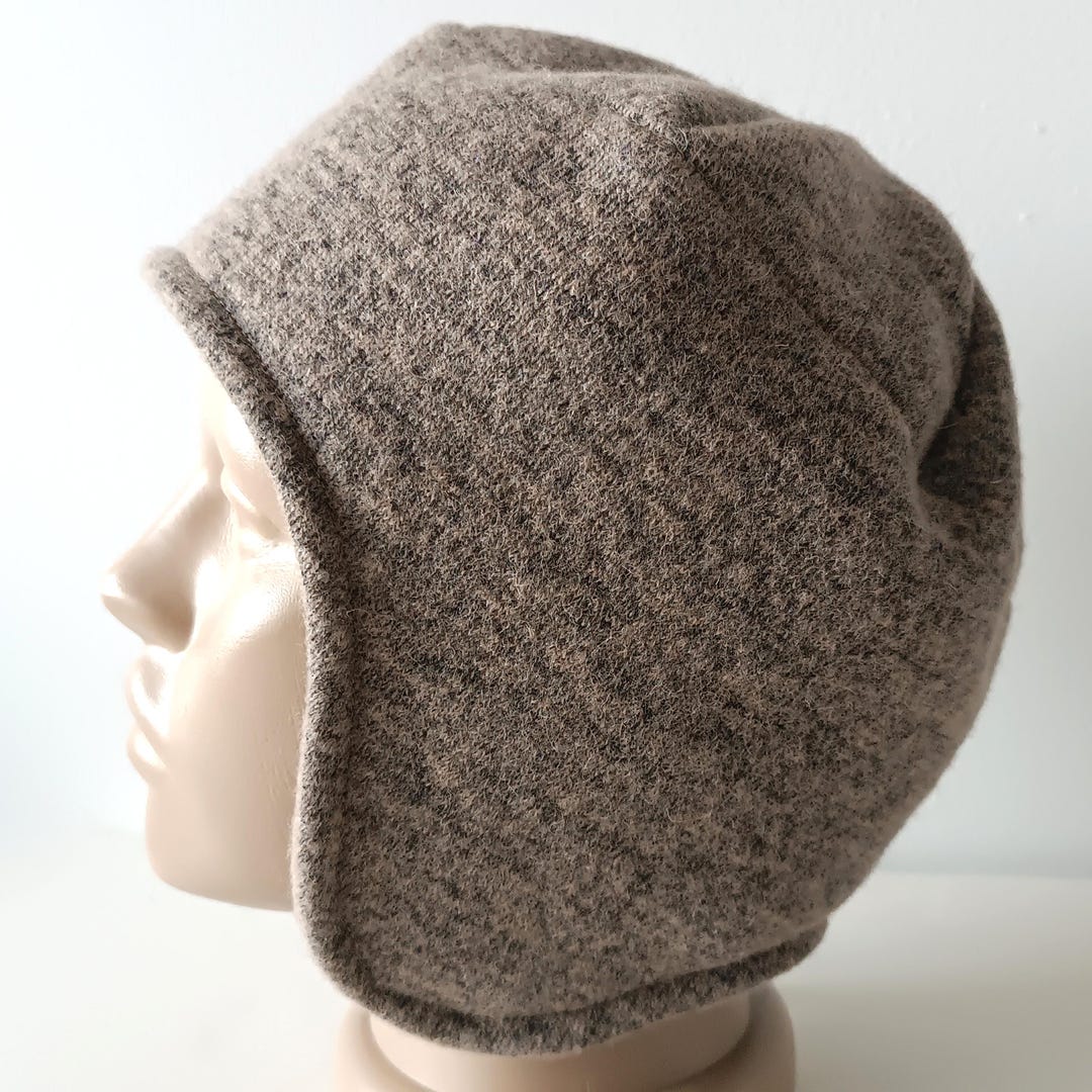 Italian Wool Hat. Warm Taupe Melange.earsflap Winter Hat. Men's Hat ...