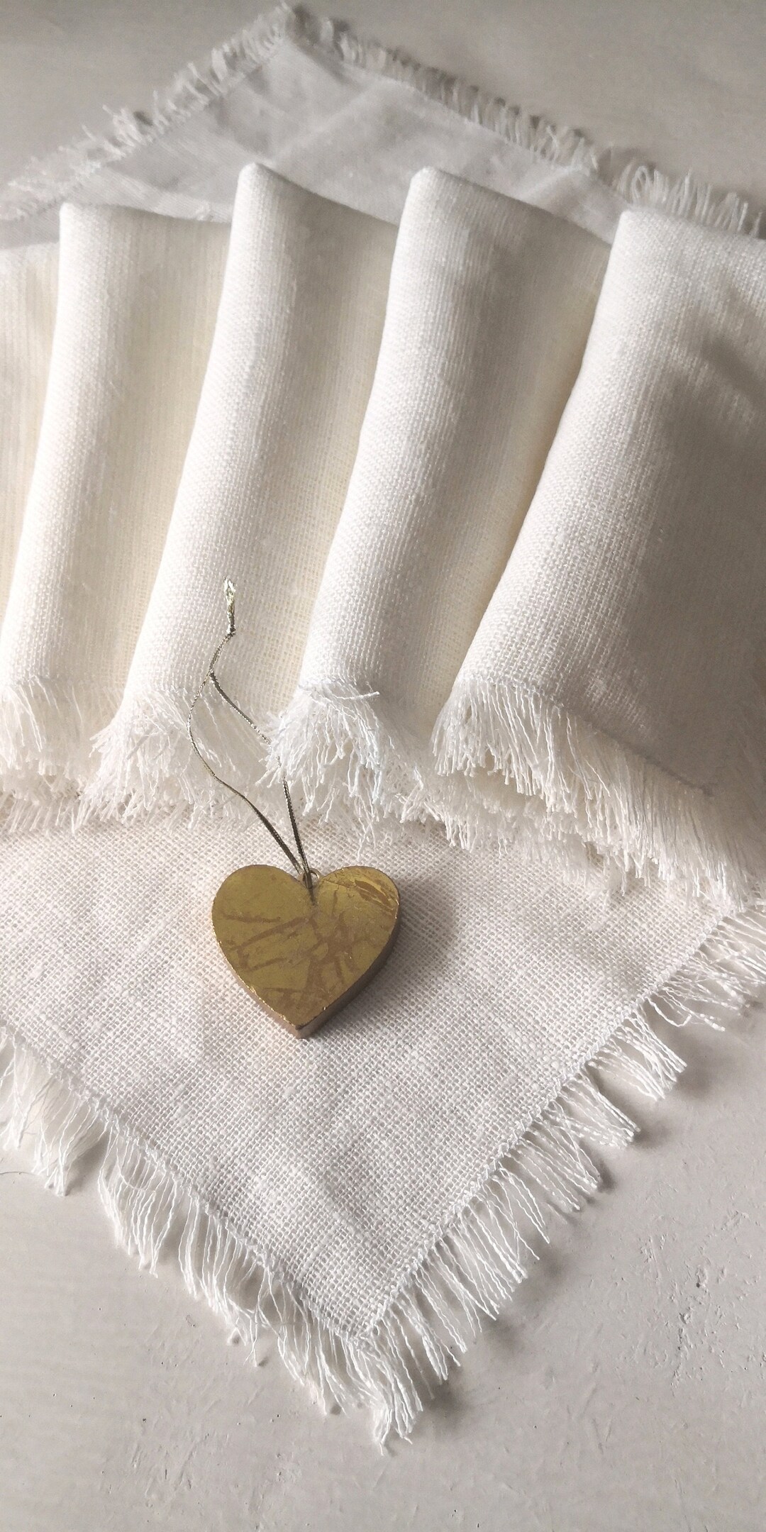 Off White Linen Napkins: Handmade Fringed Dinner Napkins - Etsy