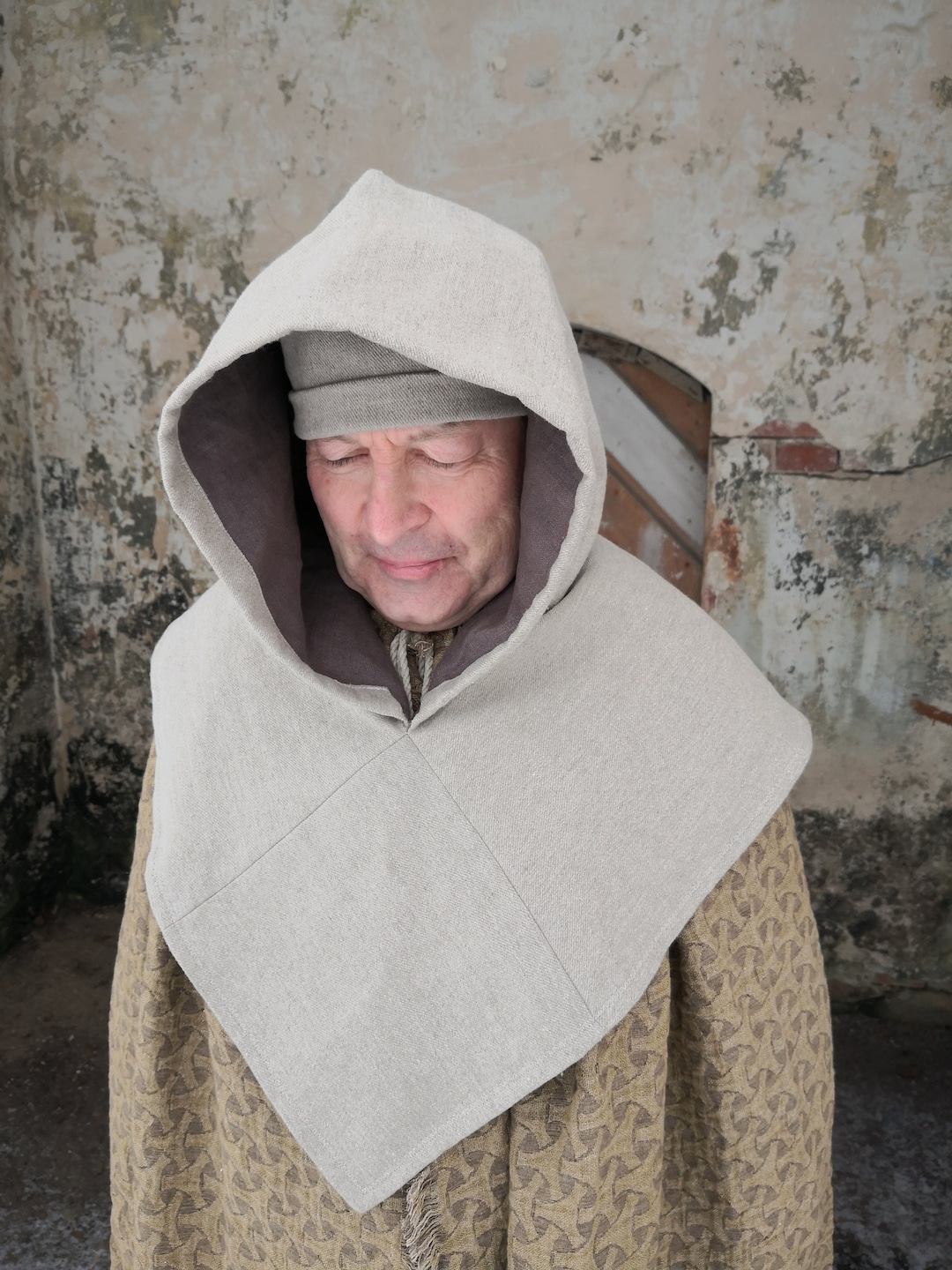 Linen Skjoldehamn Hood. Double Layered Hood. Medieval Hood. Viking Hood ...