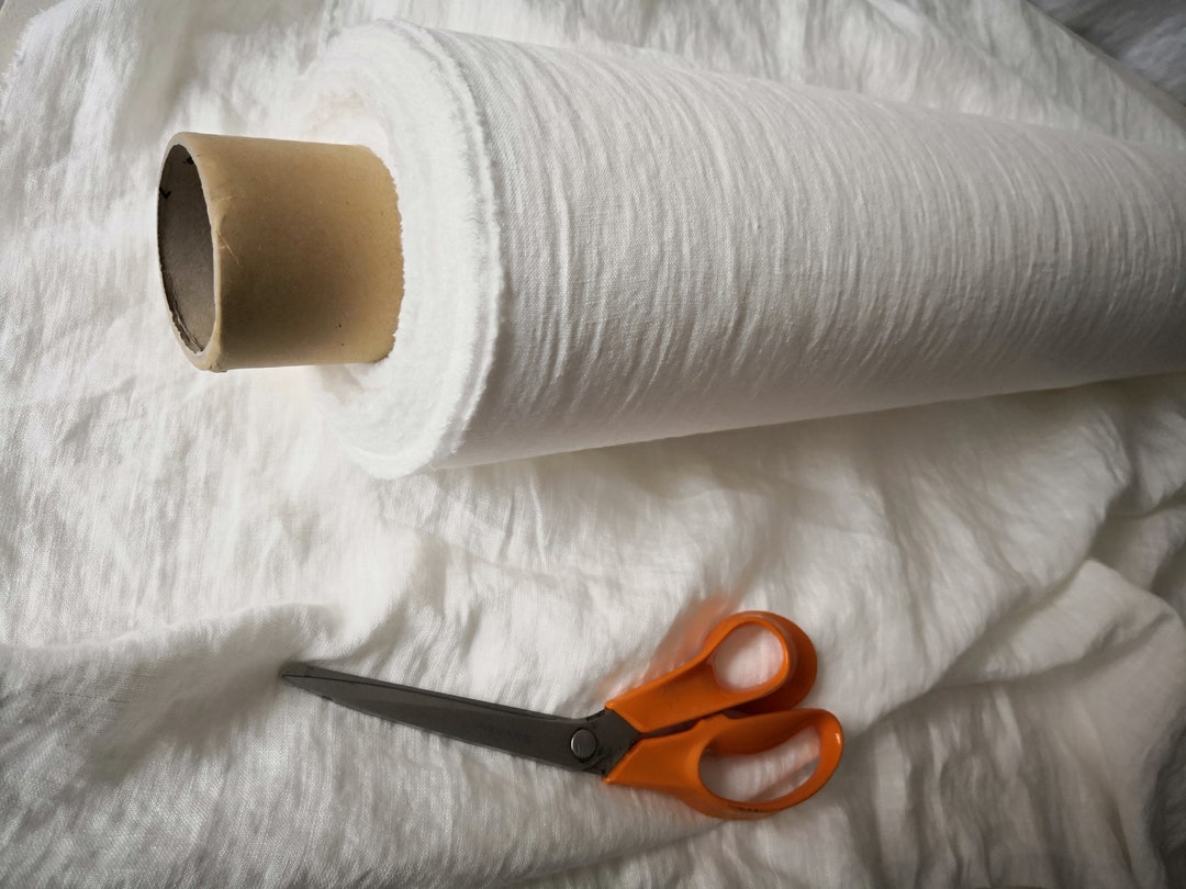 Off White Pure 100% Linen Fabric 205 Gsm. 145 Cm Wide.softened, Washed ...