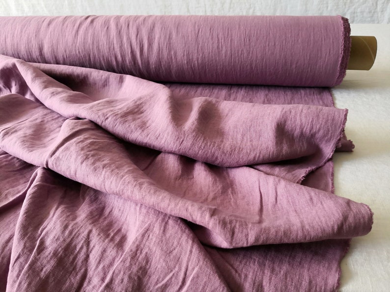 Elegant Mauve Pure 100% linen fabric 205 gsm. 145 cm | Etsy